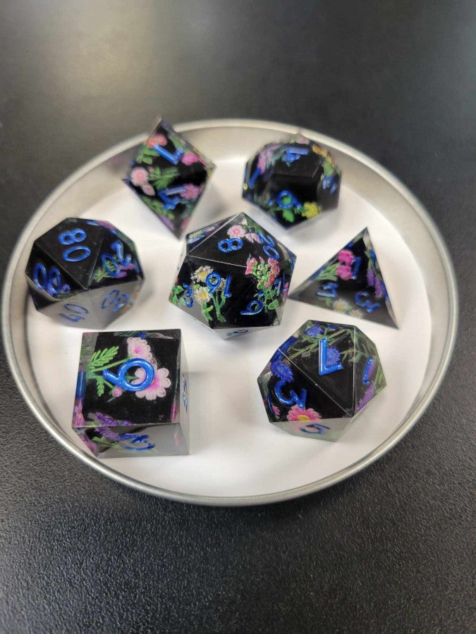 Sharp Edged Handmade Flower RPG Dice Set – Gators Games and Hobby LLC